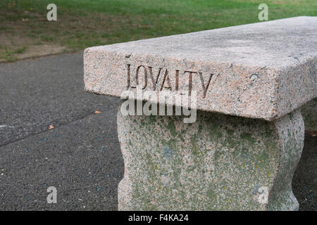 New York, USA. Bench Inscription at Trophy Point, West Point Military ...