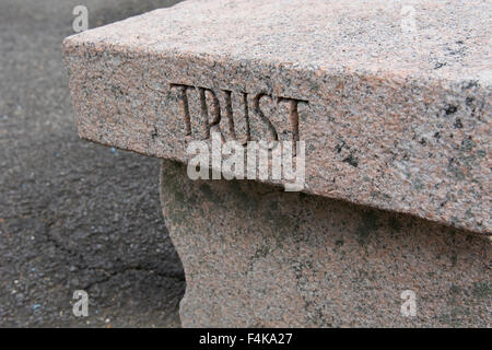 New York, USA. Bench Inscription at Trophy Point, West Point Military ...