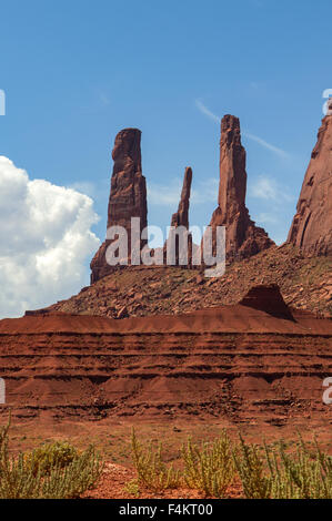 Three Sisters, Monument Valley - Arizona, AZ, USA Stock Photo - Alamy