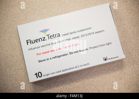 A Packet pack of 10 doses of Fluenz Tetra influenza flu nasal spray vaccine for treating ...