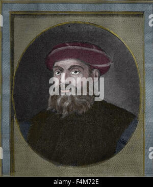 Portrait of the Portuguese explorer Ferdinand Magellan drawn in the ...