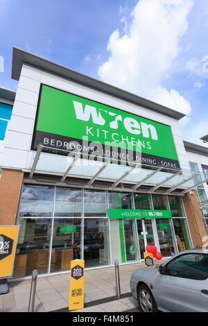 A view of Wren kitchens shop sign at Sprowston Retail Park, Norwich ...