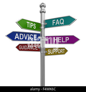 Sign Directions Support Help Tips Advice Guidance Assistance Stock ...