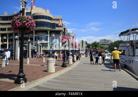 The boardwalk on the Washington DC Harbour on the Potomac River, in ...