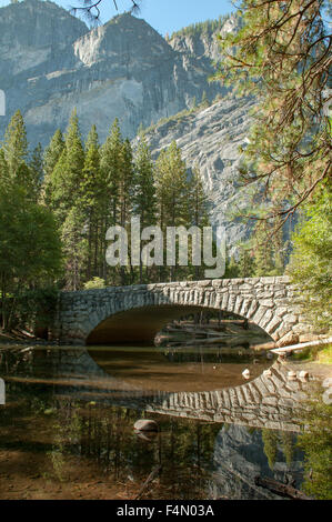 Stoneman's Bridge and Merced River, Yosemite NP, California, USA Stock ...