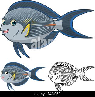 Cartoon illustrations of surgeon fish isolated on white background ...