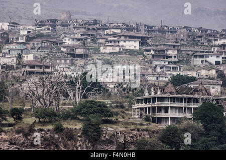 The town of Plymouth, Montserrat, destroyed by a volcano Stock Photo - Alamy