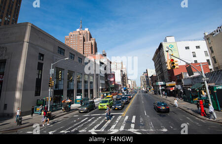 Busy Intersection of Canal Street and Broadway, Soho and Chinatown ...
