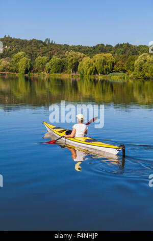 Germany, Stuttgart, woman kayaking on Max-Eyth-See Stock Photo - Alamy