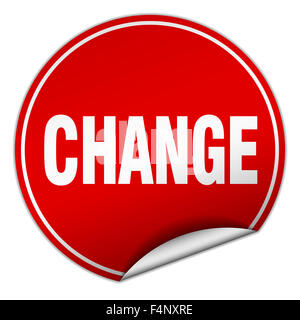 make a change round red sticker isolated on white Stock Photo - Alamy