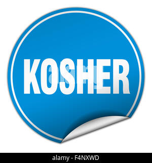 kosher food round blue sticker isolated on white Stock Photo - Alamy