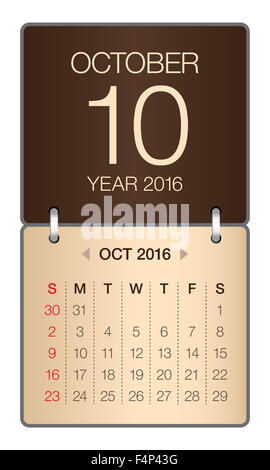 Simple calendar for October 2016 Stock Photo - Alamy