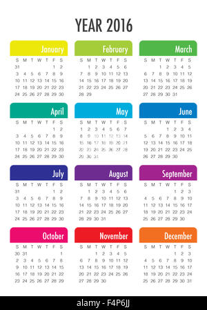 Simple Calendar for 2016 Stock Photo - Alamy