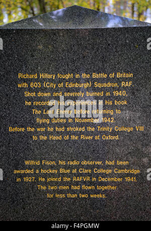 The Richard Hillary memorial, Charterhall Stock Photo - Alamy