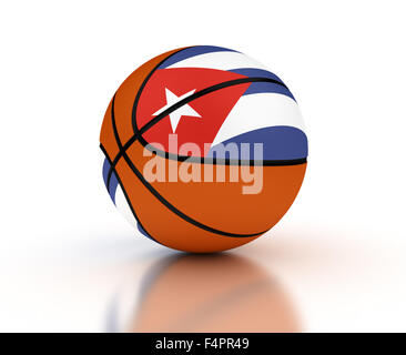White background with basketball and flag of Cuba Stock Photo - Alamy