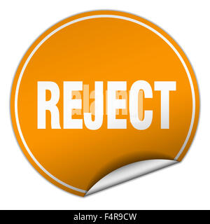 rejected round orange sticker isolated on white Stock Photo - Alamy