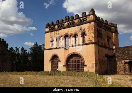 Medieval buildings of Fasil Ghebbi or Gemp at Gondar or Gonder, a Stock ...