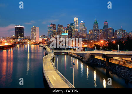 Philadelphia skyline at night with urban architecture Stock Photo - Alamy