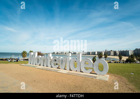 MONTEVIDEO, URUGUAY - JULY 26, 2015: Montevideo written in giant ...