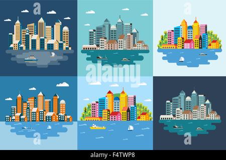 Megapolis city infographic set with urban architecture symbols flat ...