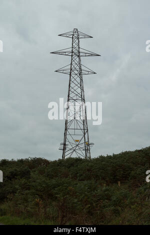 Beauly to Denny power line construction project showing new tower with ...