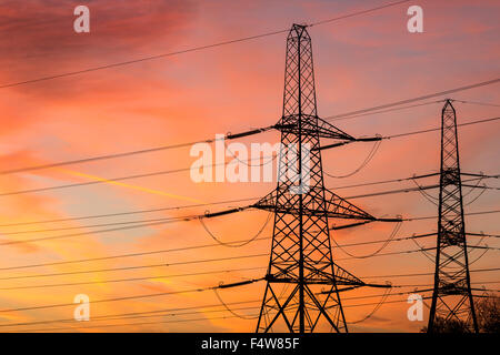 National Grid electricty pylons/power lines in UK countryside at ...