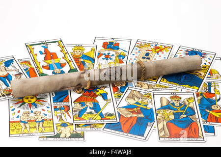 Old magic parchment with draw isolated on white background Stock Photo ...