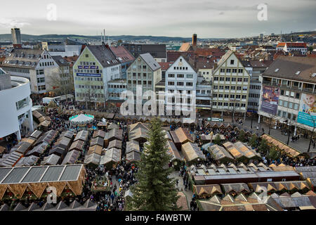 The Christmas market of Ulm, Germany, as seen as from the Minster on ...