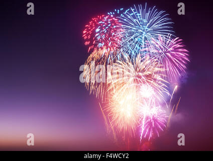 Fireworks at New Year and copy space - abstract holiday background ...