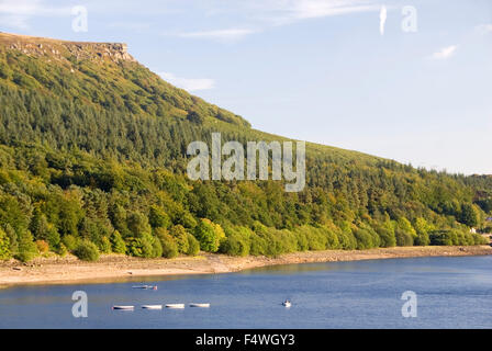 Dry banks at Ladybower Reservoir in the Peak District National Park ...