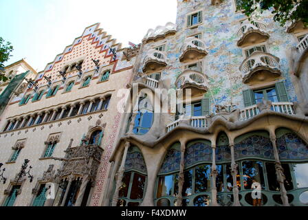 The facade of the house Casa Batllo (the house of bones) in the center ...