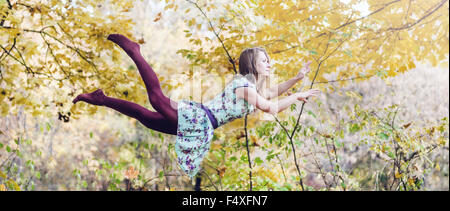 Levitation portrait young woman in her house. Lady floating girl Stock ...