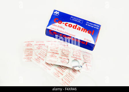 Co-codamol tablets containing paracetamol & codeine (painkillers) used ...