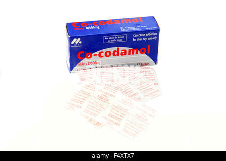 Co-codamol tablets containing paracetamol & codeine (painkillers) used ...