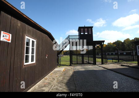 The entrance to the former German concentration camp S S Lager Sylt ...