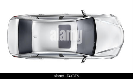 Silver sedan - top view Stock Photo - Alamy