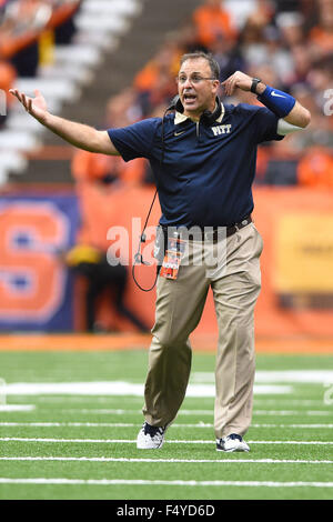 Pittsburgh coach Pat Narduzzi reacts during the second half of an NCAA ...