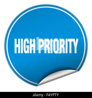 priority round blue sticker isolated on white Stock Photo - Alamy