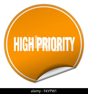 priority round orange sticker isolated on white Stock Photo - Alamy
