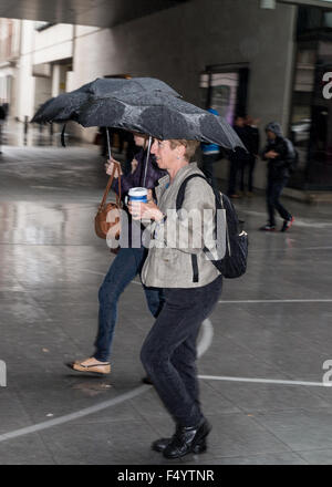 Wet weather hits London after a hot weekend Featuring: Atmosphere Where ...