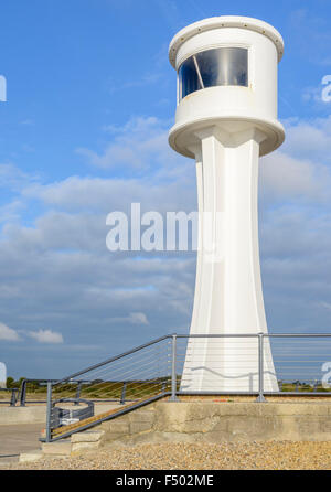 White lighthouse at Littlehampton by the River Arun, after being ...