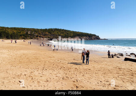 Sand Beach of Acadia National Park on east side of Mount Desert Island ...