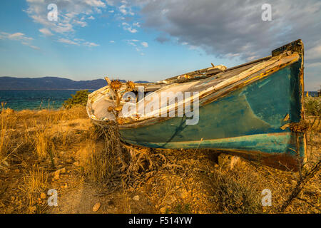 Old Abandoned Boat at Sunset Stock Photo - Alamy