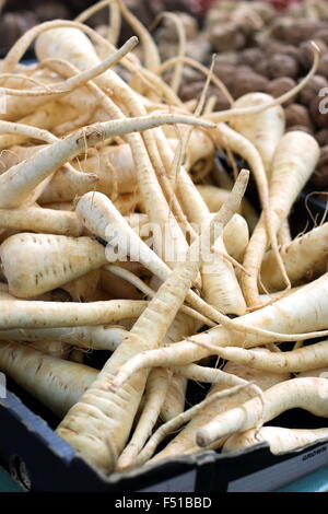 Fresh parsnip being sold at market Stock Photo - Alamy