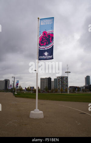 fanzone flag, The Stadium, Queen Elizabeth Olympic Park Stock Photo - Alamy