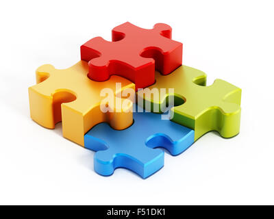 Multi colored puzzle pieces isolated on white background Stock Photo ...