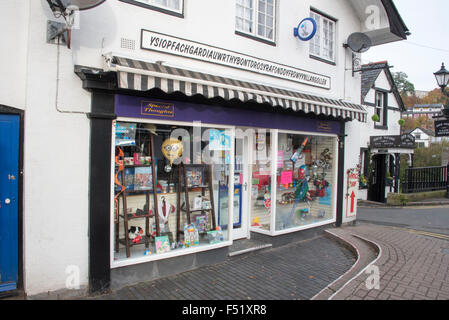 Llangollen shop long name Wales Stock Photo - Alamy