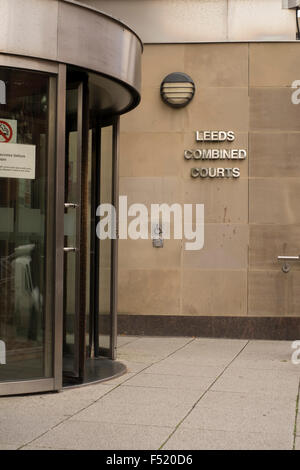 Entrance for Leeds Combined Court Centre building with crown, county ...