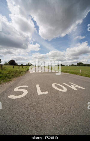 Slow Major Road Ahead Road Sign -1 Stock Photo - Alamy