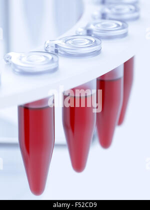 Test samples with blood on white background Stock Photo - Alamy